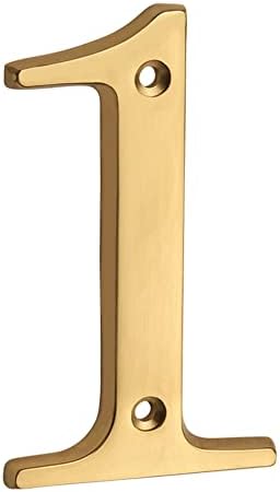 HASWARE 4 Inch Brass Modern Curvy House Number Polished Brass Finish ...