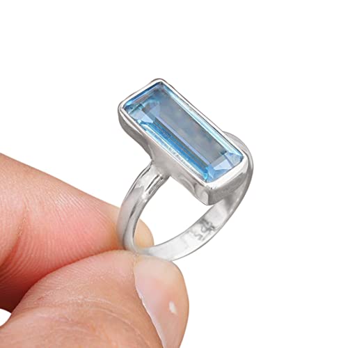 Amazon.com: 925 Sterling Silver Ring For Women, Natural Blue Topaz Ring ...