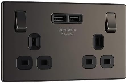 BG Electrical Single Switched Power Socket, Black Nickel : Amazon.co.uk ...
