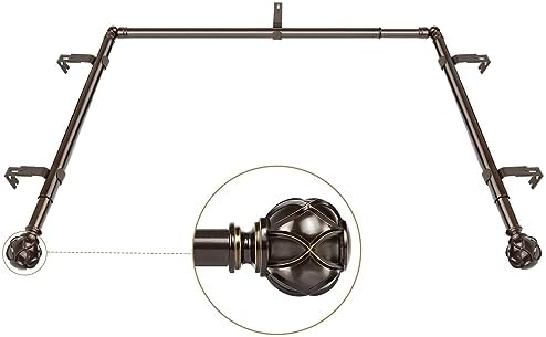 KAMANINA 1 Inch Bay Window Curtain Rods, Telescoping Curtain Rods for ...