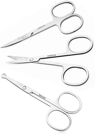 Amazon.com: 3 Pieces Nose Hair Scissors Rounded Tip Scissors Facial ...