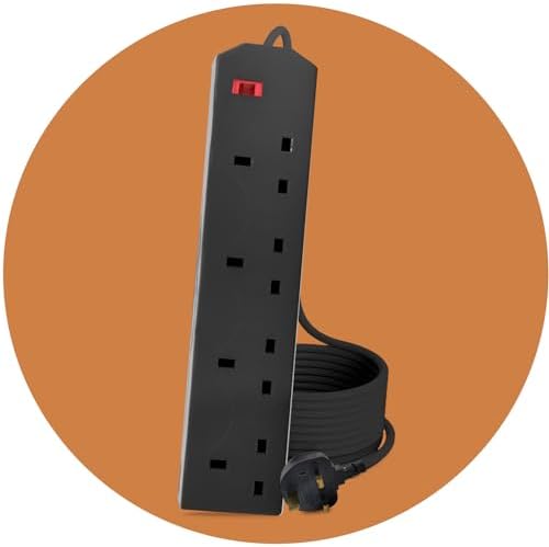 K-MART 4 Gang 2 Metre Extension Lead UK Pin Plug And Cable | 250v Power ...