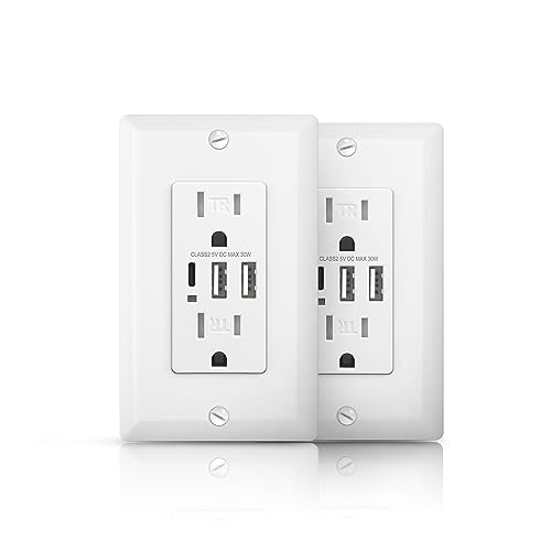 Snapklik.com : ALASTECH USB C Wall Outlet, 15A Tamper Resistant Receptacles