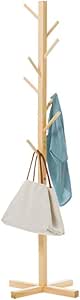 Amazon.co.jp: Solid Wood Coat Rack Freestanding with 8 Hooks Premium Tree Coat Rack Stand for ...