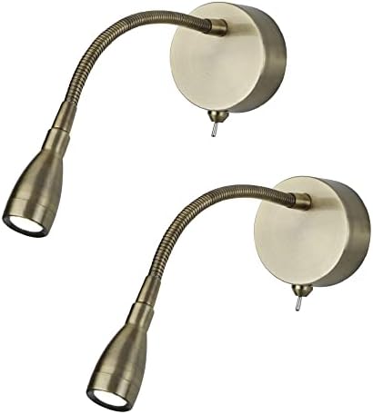 Britalia 2 Pack - LED Antique Brass Flexible Switched Modern Reading ...