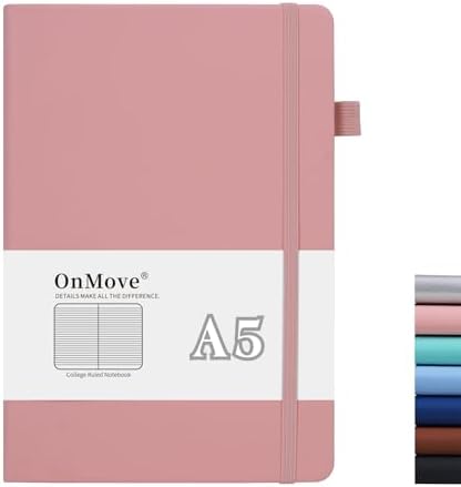 Amazon.com : OnMove Lined Notebook Journal for Women Men 200 Pages A5 ...