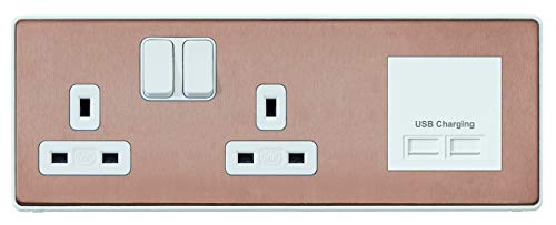 MK Dimensions 2 Gang Combi Switch Socket Bronze Finish with a White ...