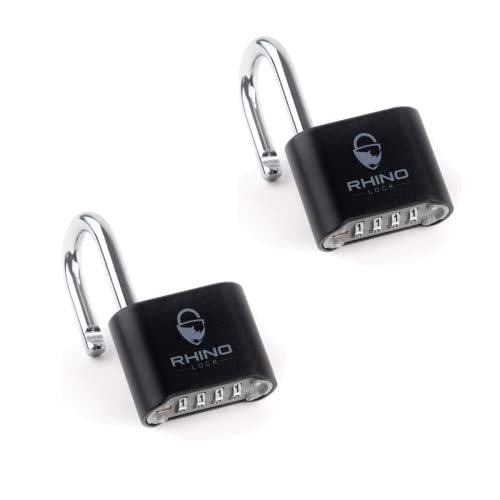 Rhino Lock Secure Lock – Black 4 Digit Combination Padlock for Gym ...