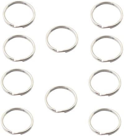 10 Pcs 32 mm Metal sStainless Steel Flat Split Key Ring Circular ...