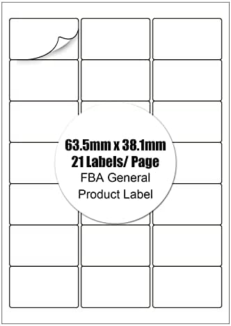 21 per Sheet, 25 Sheets, A4 White Sticker Labels, Laser/Inkjet Printing ...