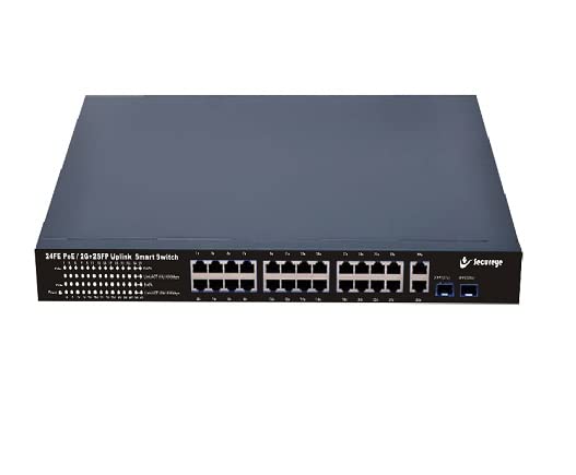 JK Vision Secureye 24 Port PoE Switch – S-24FE-1UG-2UF-250W-NB : Amazon ...