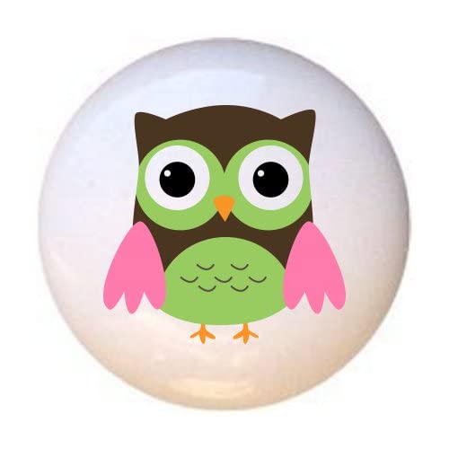 Amazon.com: Baby Girl Owls by PP Pink and Green Owl DECORATIVE Ceramic ...