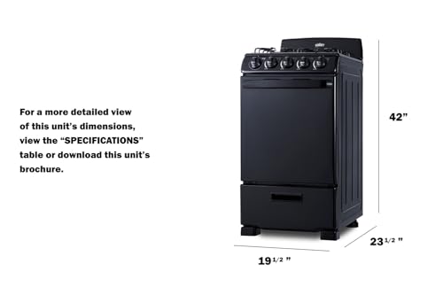 Summit 20” Inch Wide Gas Range, 4 Sealed Burners, 2.3 cu.ft. Oven (ADA ...