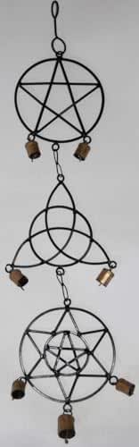 Amazon.com: Pentacle, Triquetra, 6 Point Star w Pentacle Wind Chime- Wind Chimes, Bells : Home ...