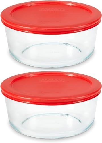 Amazon.com - Pyrex Storage Plus 7-Cup Round Storage Dish with Red ...