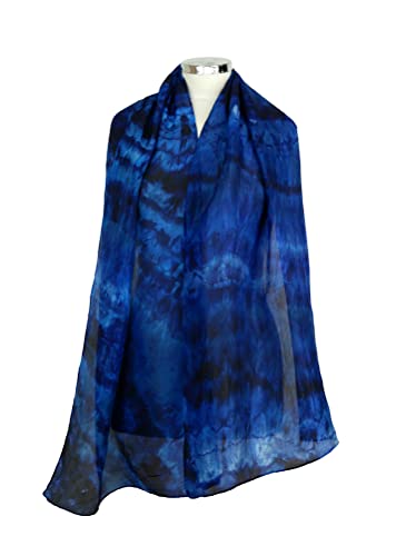 Dark blue silk scarf for women Indigo Dream Hand Handmade silk scarf ...