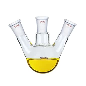 Deschem 3-Neck 100ml 24/40 Round Bottom Glass Flask Boiling Vessel ...
