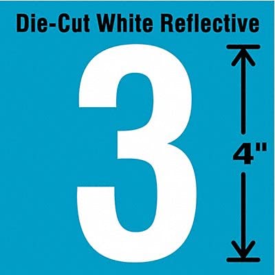 Die-Cut Refl. Number Label, 3, 4In H, PK5: Amazon.com: Industrial ...