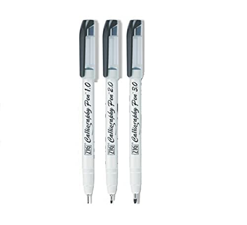 Zig Caligraphy Pen Blister Pack | 1, 2 & 3 mm Tip Sizes | Xylene-Free ...