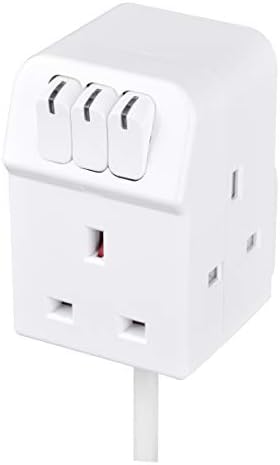 Masterplug Three Socket Extension Lead with Individual Switches, White ...