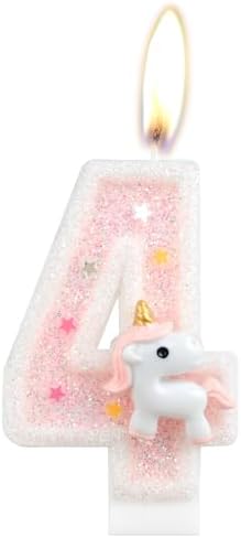 Pink 4th Birthday Candle Number 4 Candle for Birthday Cake, 4th Candle ...