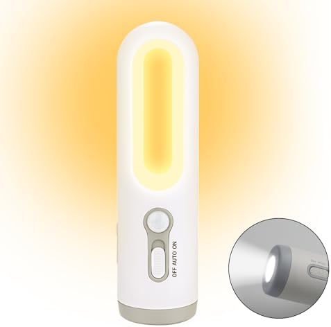 NIXRET Rechargeable Motion Sensor Night Light，2-in-1LEDWarm White ...