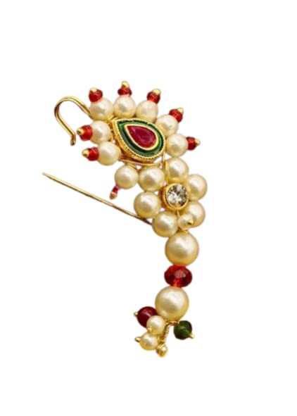 Buy THANU'S CRAFT Maharastrian Marathi Banu Nath Safety Sari Pin Brooch ...