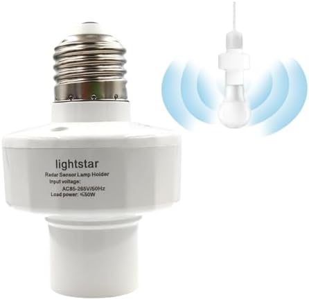 Motion Sensor Light Socket Smart Screw in Light Bulb Outlet Compatible with E26/E27 Motion ...