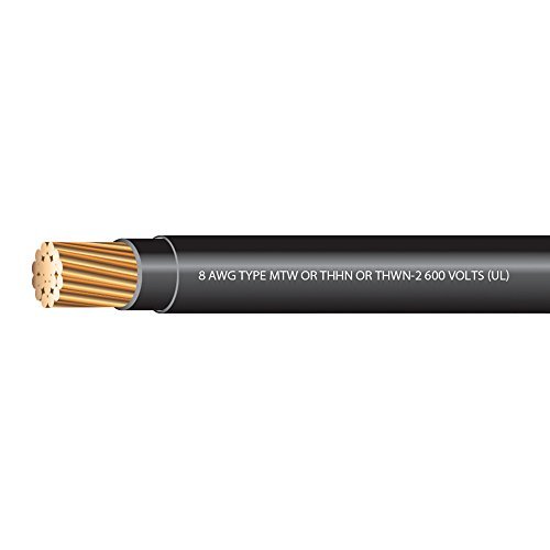 8 AWG Stranded THHN Black Wire - 500 Feet - 600 Volt 90C - Made in USA ...