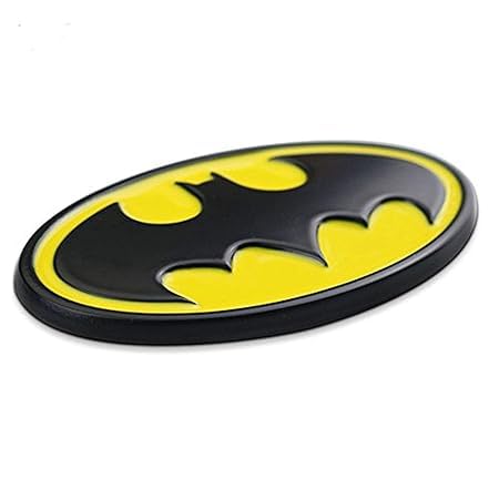 3D Metal Batman Logo Sticker for CAR | Yellow - Black Colour : Amazon ...