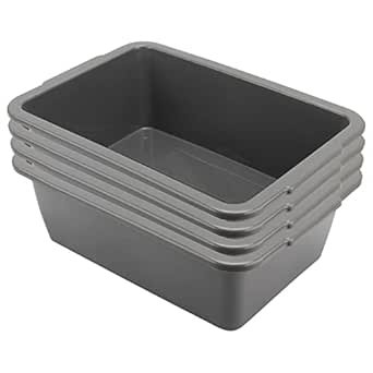 Amazon.com: ZOENHOU 4 Pack 13 L Bus Tubs Plastic Bus Box, Gray Tubs ...