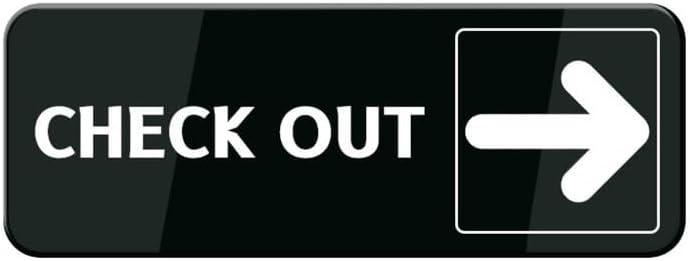 Amazon.com : WWV Check Out With Right Arrow Sign 10""X3"" Black White ...