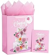 Amazon.com: Loveinside Black and Gold Gift Bag Foil Floral with Tissue ...