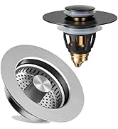 Kitchen Sink Drain Strainer 2 Pack, 304 Stainless Steel Pop Up Sink ...
