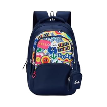 Buy Genie Blah Blah Backpack for Girls, 17" Cute, Colourful Bags, Water ...