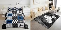 Amazon.com: Dirt Bike Comforter Set Queen Size Black Grey Blue ...