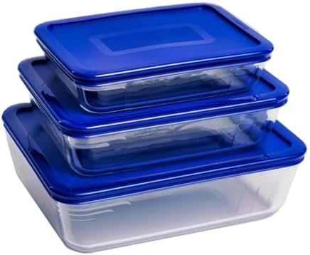 Pyrex Cook & Go Set of glass food storage container with airtight and ...
