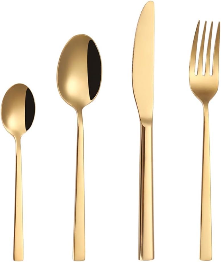 Amazon.com | Aimilan 24 Piece Gold Silverware Set For 6, 18 10 ...