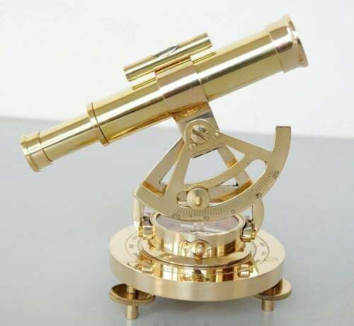 Solid Brass Theodolite Alidade Telescope Compass Navigation Instrument ...