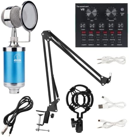 DIGIMORE Condenser Microphone Kit with Studio Headphones, Live Sound Card, Boom Arm Stand, Shock ...