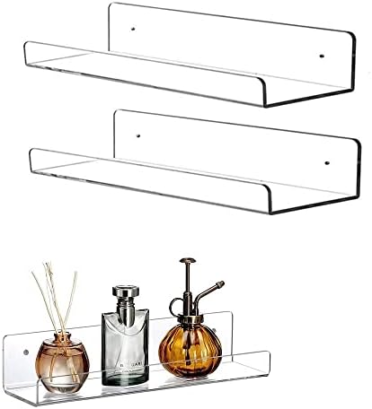 CAEEKER Floating Shelves Shelf, 2 PCS Clear Acrylic Wall Shelves ...