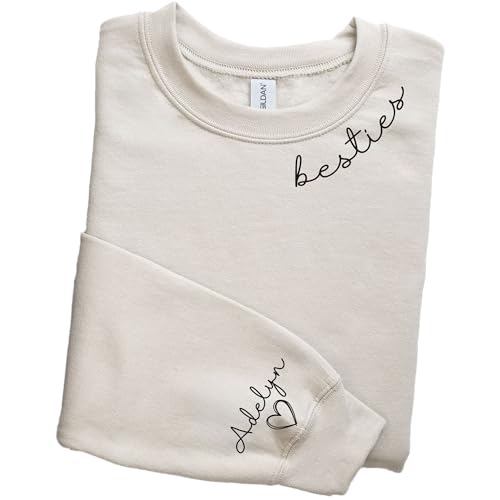 Amazon.com: Custom Besties Sweatshirt for Women Personalized Best ...