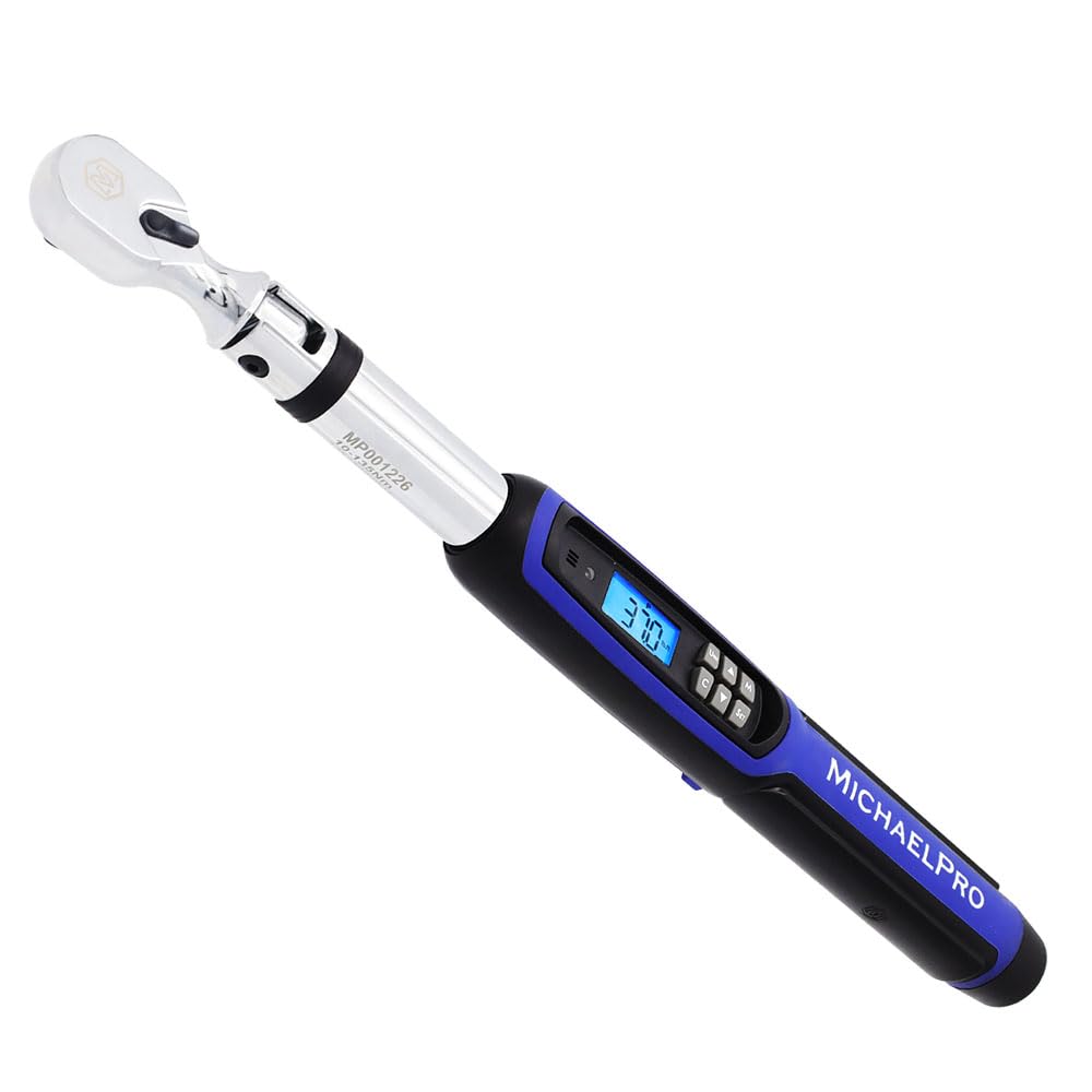 MichaelPro 3/8 Flex Head Digital Torque Wrench with Angle Function, 10 ...