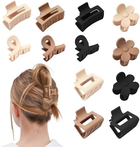 Amazon.com : FASOTY 12Pcs Small Hair Clips Matte Medium Claw Clips for ...