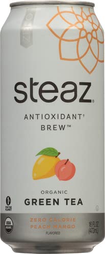 Amazon.com: Steaz Organic Iced Green Tea with Peach & Mango, Lightly ...