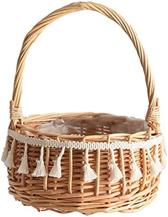 Povxlum Woven Storage Basket and Ribbon Wedding Flower Girl Baskets ...