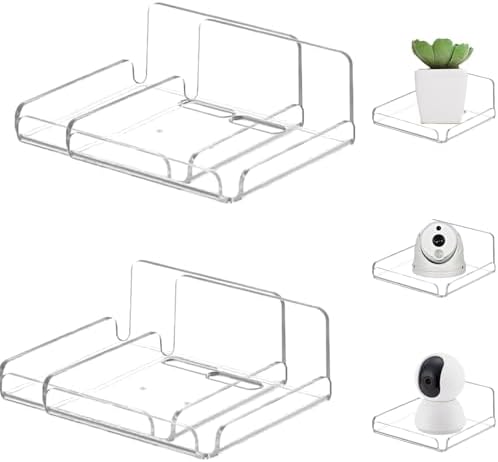 JOYVOX 4 Pcs Small Acrylic Floating Shelves - No Drill Adhesive Wall ...