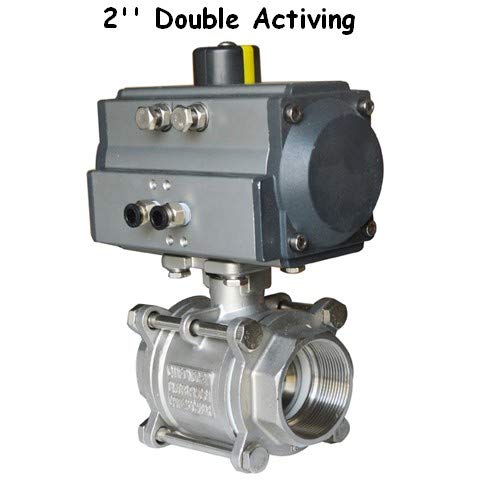 INTSUPERMAI Three-Piece 2 inch Pneumatic Actuated Ball Valve Double ...