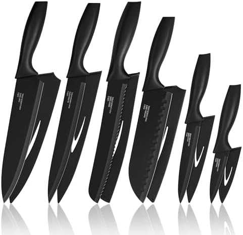 Amazon.com: Dsmile 4 PCS Kitchen Knife Set,Black Stainless Steel Knives ...