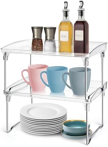 Amazon.com: Masirs Clear Stackable Shelf, Easily Organize Your Kitchen ...